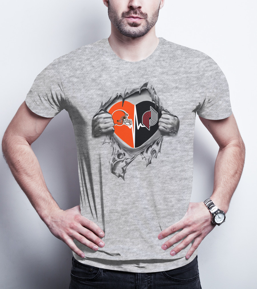 Cleveland Browns Portland Trail Blazers Heart T-Shirt