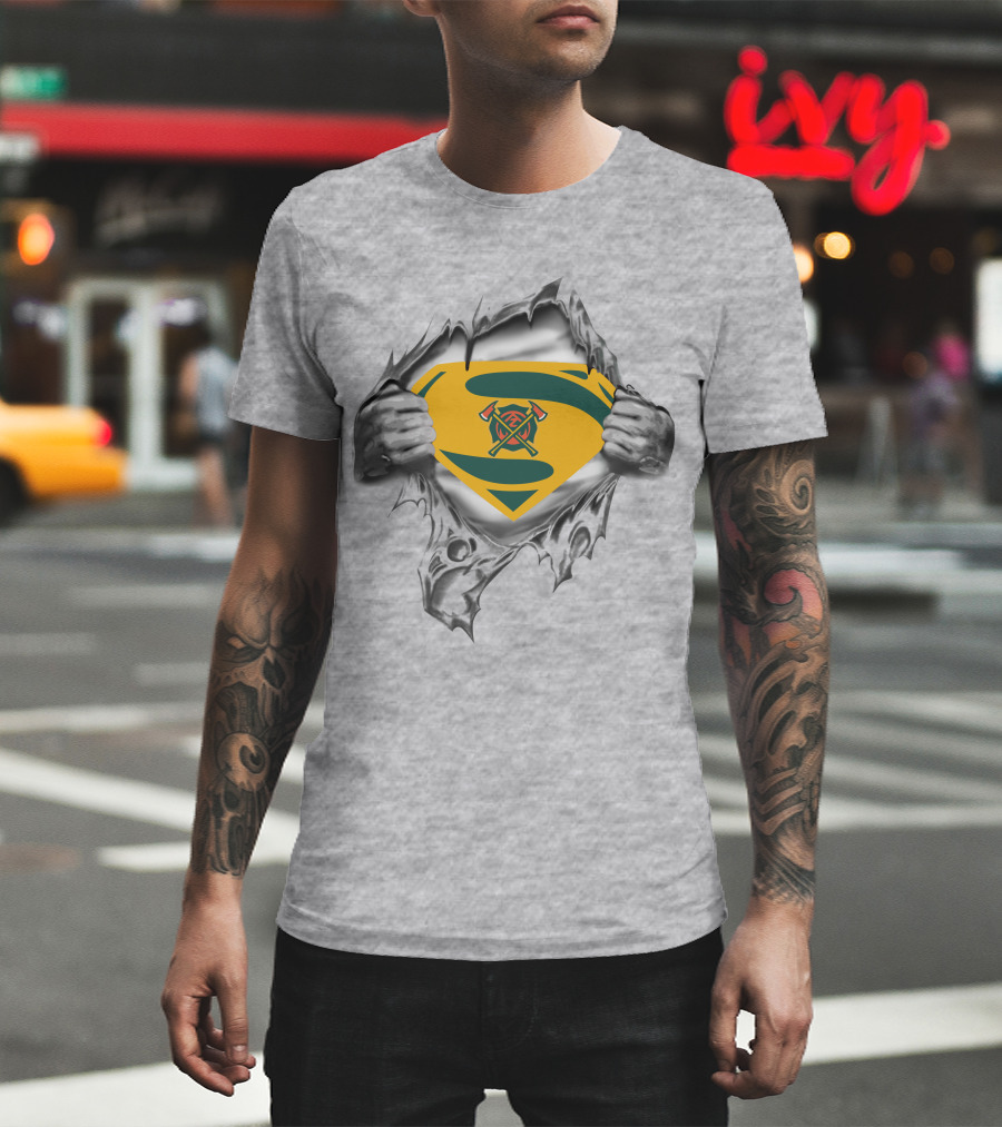 Arizona Hotshots Superhero Firefighter Emblem Burst T-Shirt