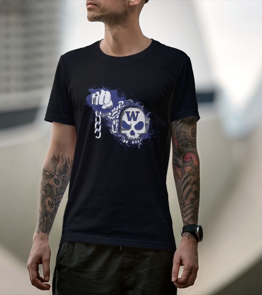 Washington Huskies Skull And Chain With Fist T-Shirt