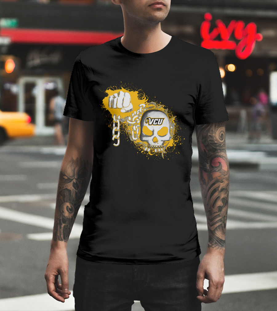 Vcu Rams Skull And Chains Fist T-Shirt
