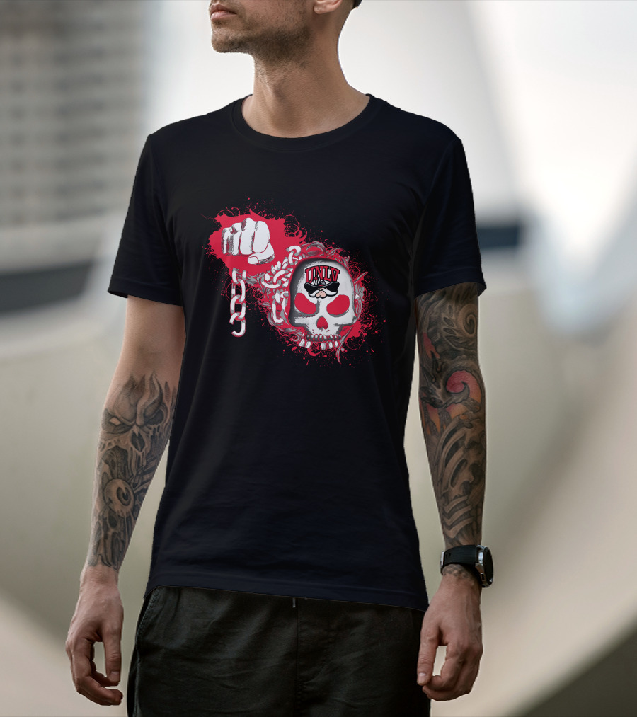 Unlv Rebels Skull And Chains With Fist T-Shirt