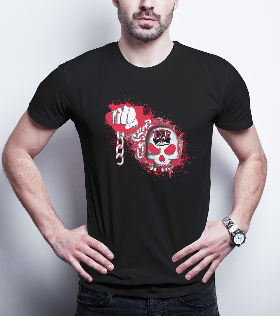 Unlv Rebels Skull And Chains With Fist T-Shirt