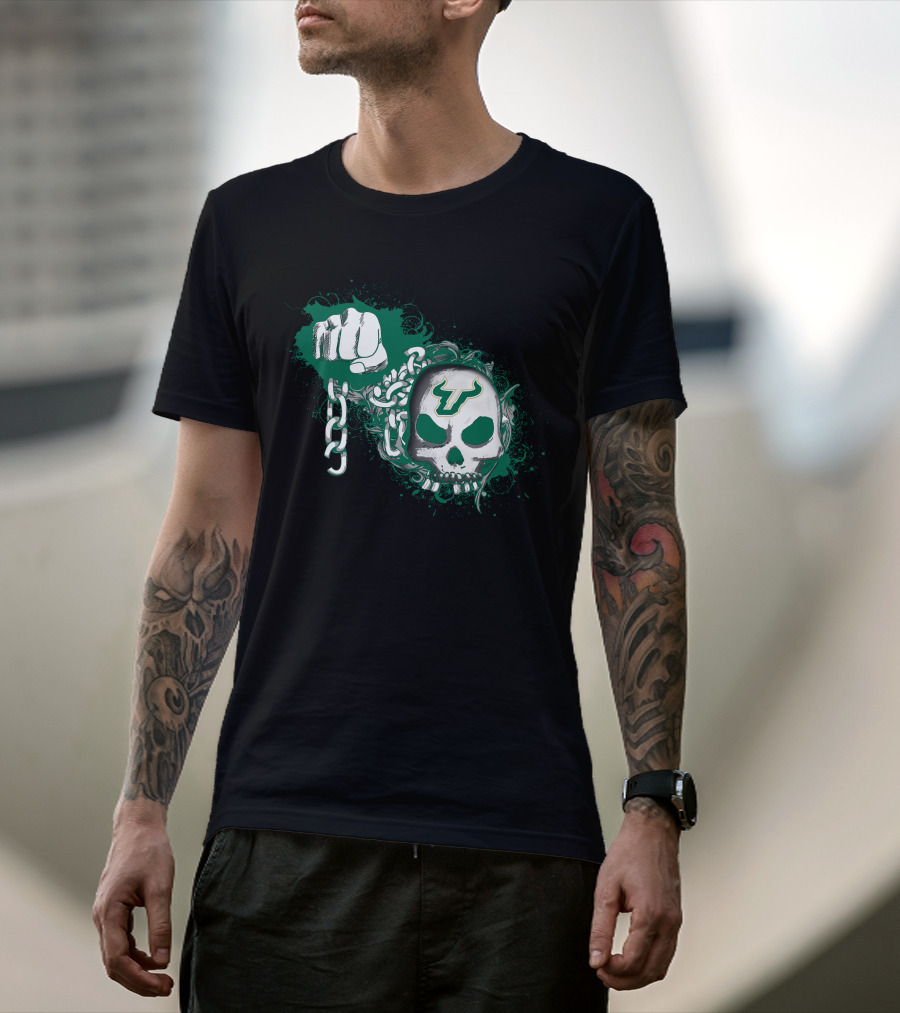 South Florida Bulls Skull And Fist Chain T-Shirt