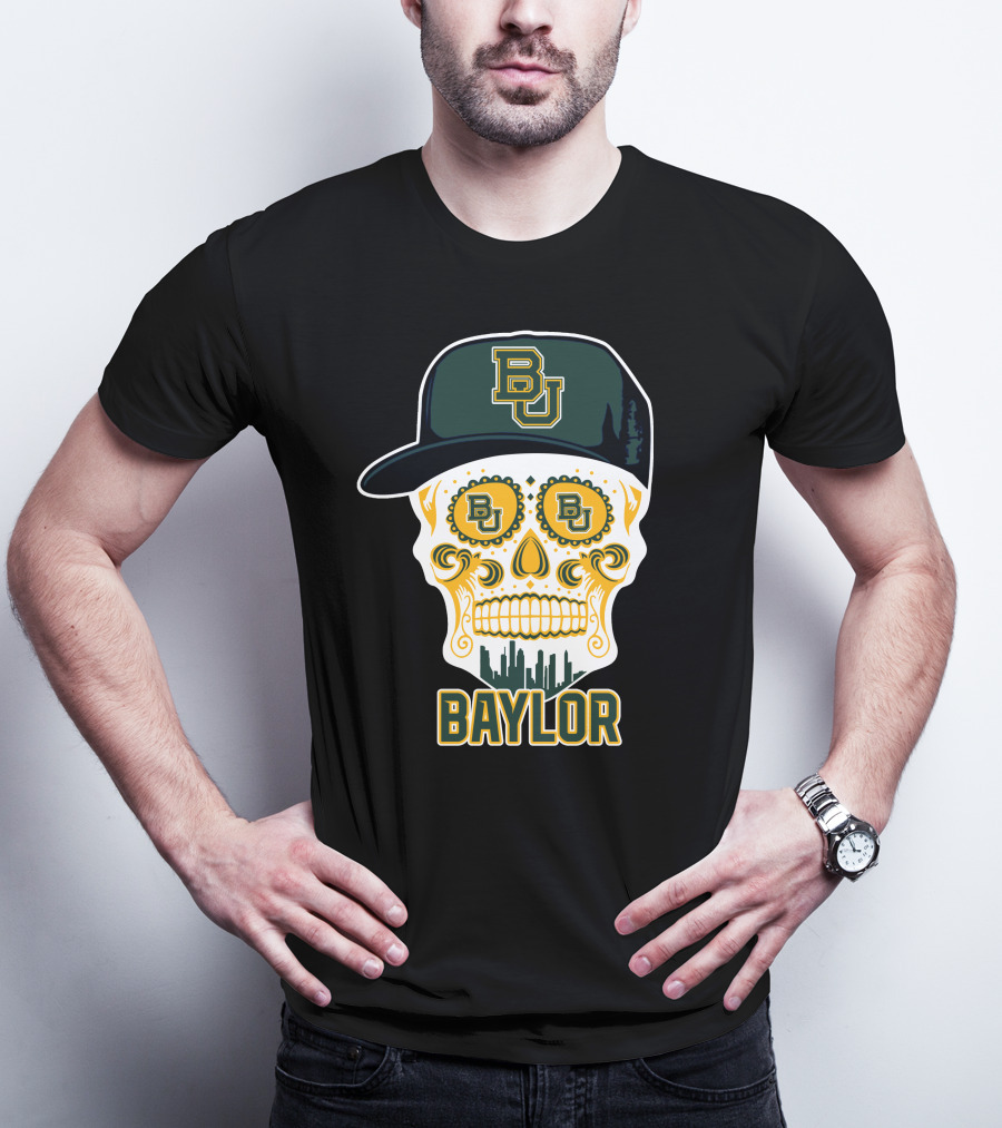 Baylor Bears Skull Bu Hat Retro T-Shirt