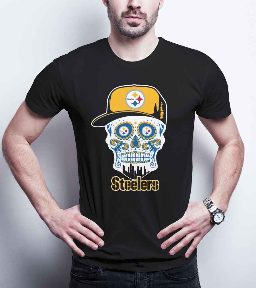 Pittsburgh Steelers Skull City Skyline Snapback T-Shirt