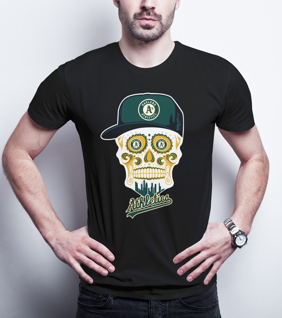 Oakland Athletics A's Skull Cityscape Funny T-Shirt
