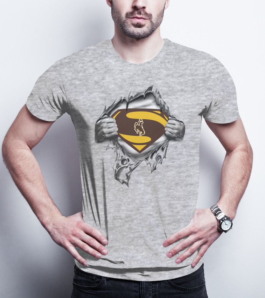 Wyoming Cowboys Superman Logo Rip T-Shirt