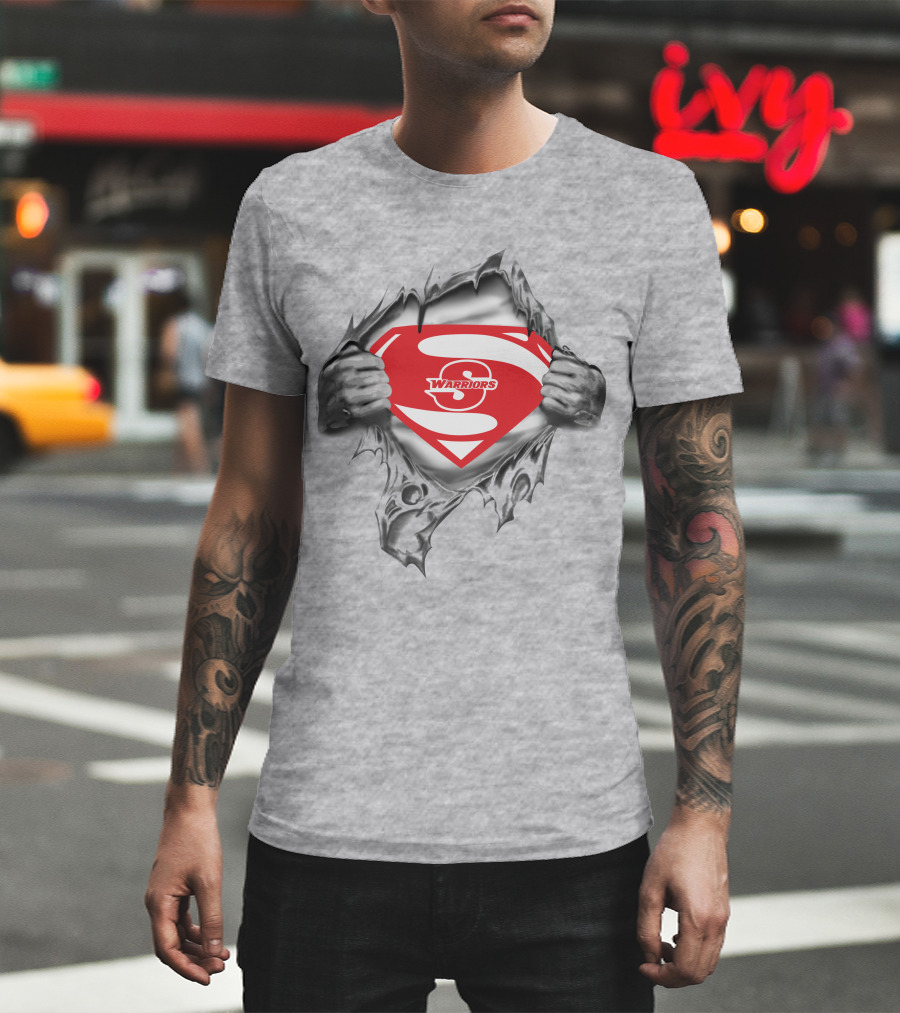 Stanislaus Warriors Superman Logo Silver Hands Tear T-Shirt