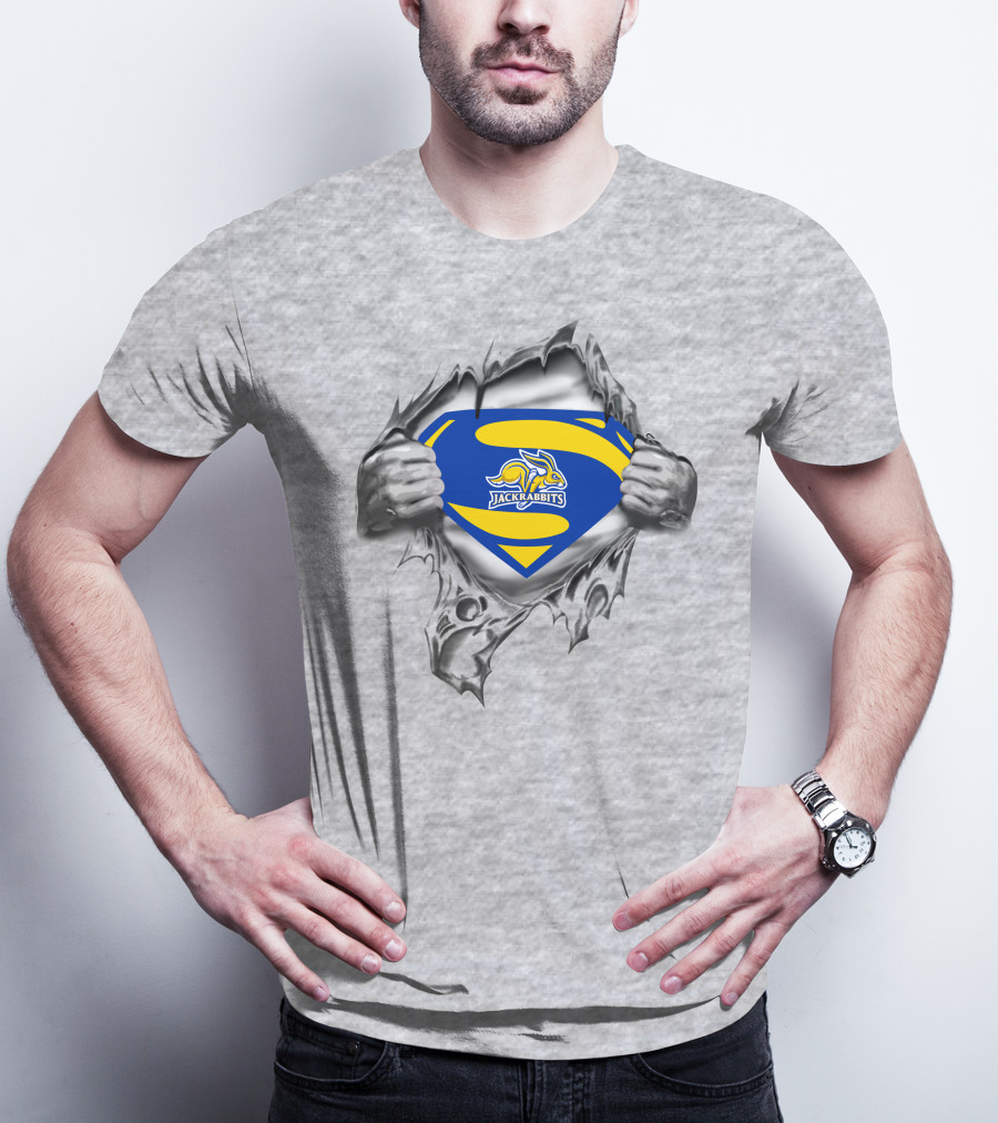 South Dakota State Jackrabbits Superman Logo Rip T-Shirt