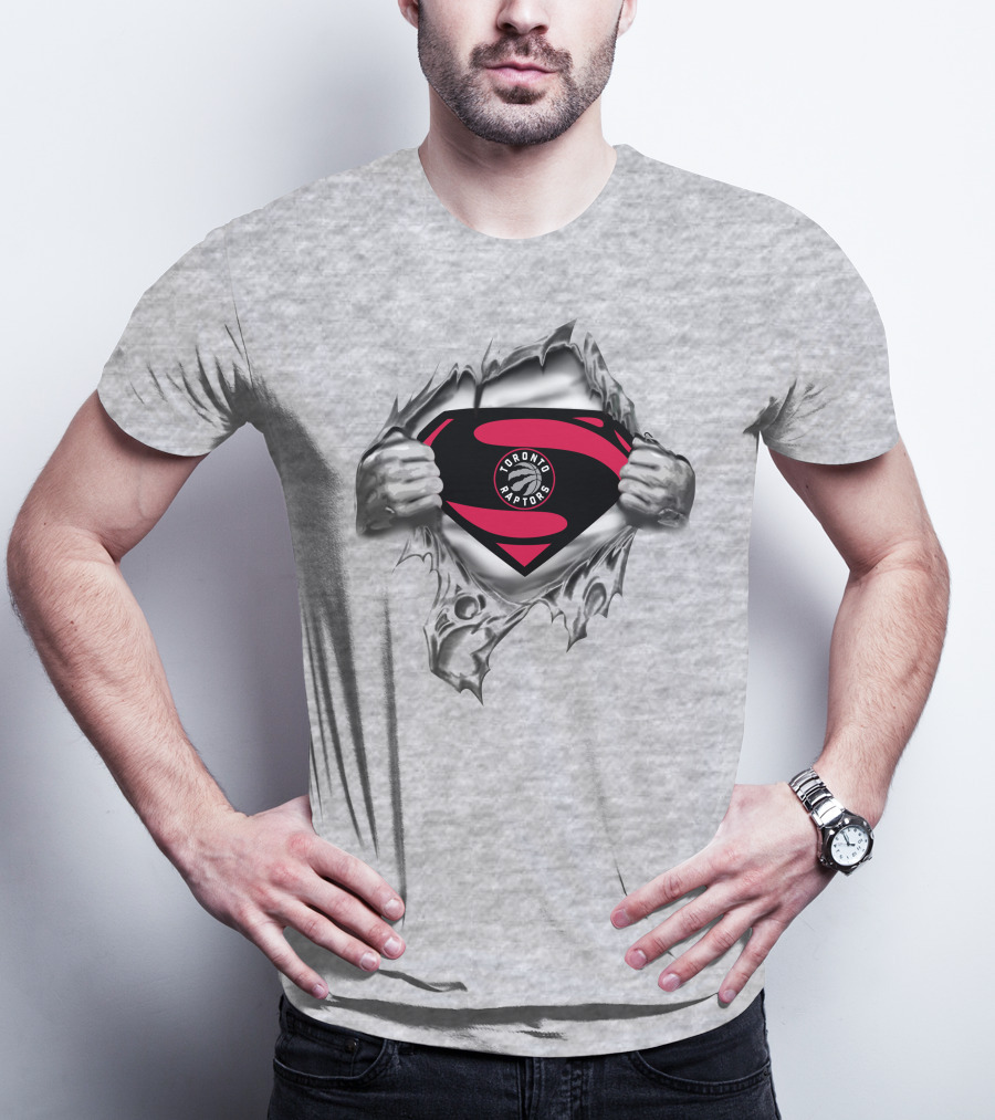 Toronto Raptors Superman Logo Rip Through T-Shirt