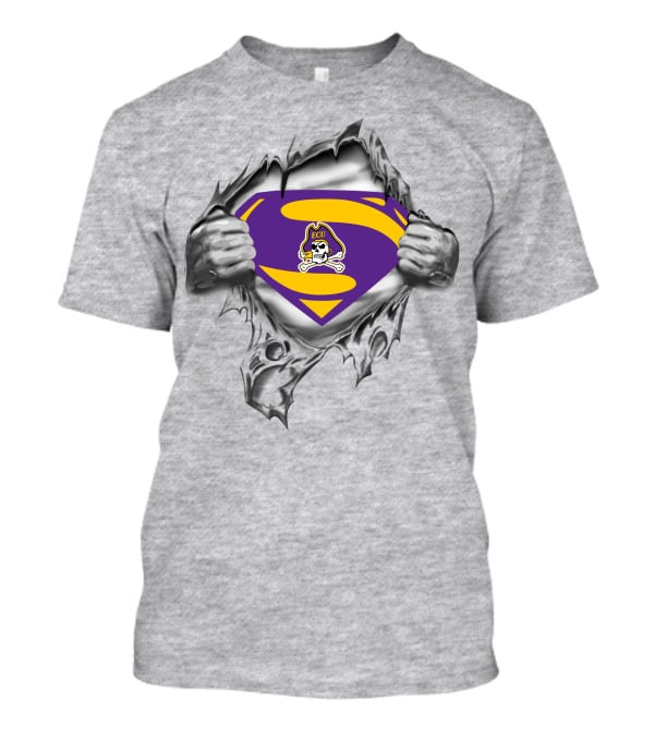 Ecu Pirates Superman Logo Burst Rugby Superhero Symbol T-Shirt