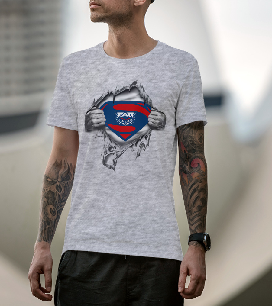 Fau Florida Atlantic Owls Superman T-Shirt