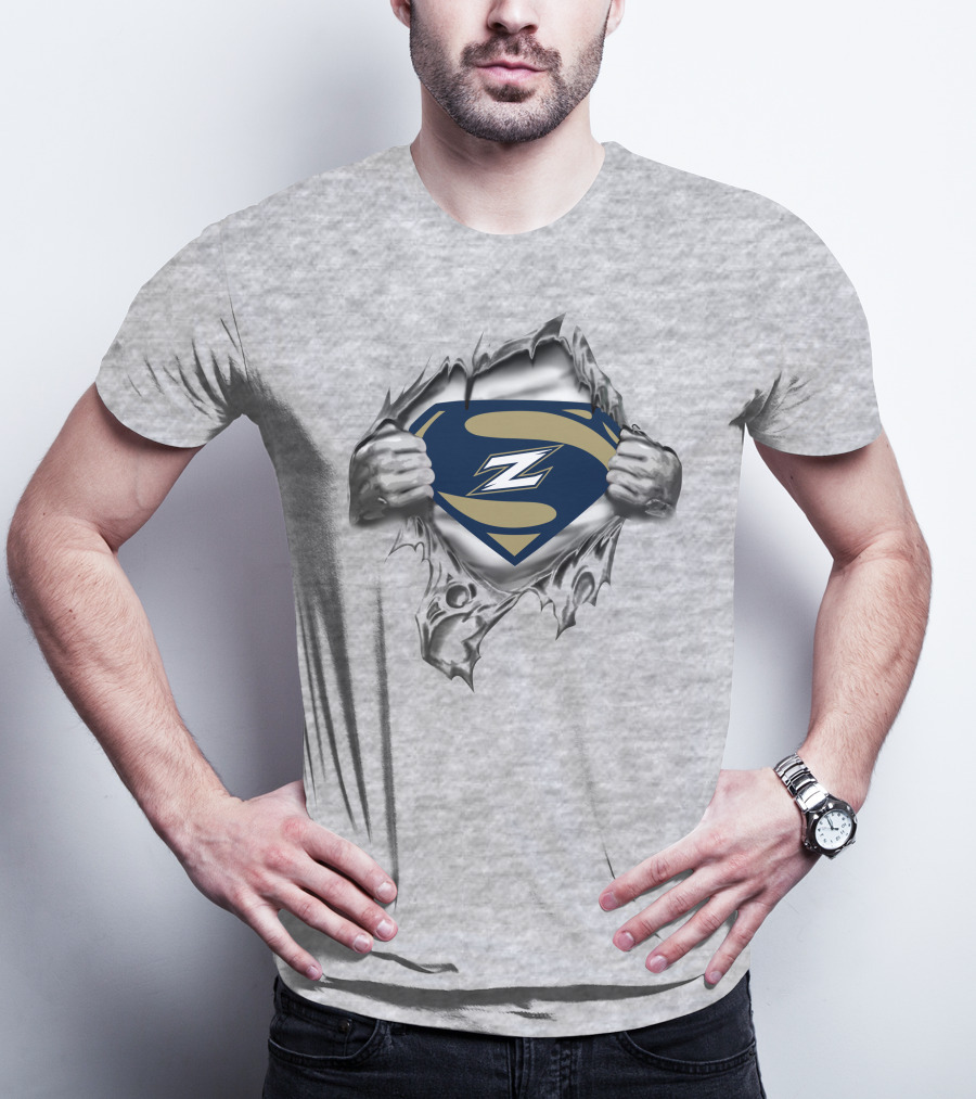 Akron Zips Superman Shield Torn Metal T-Shirt