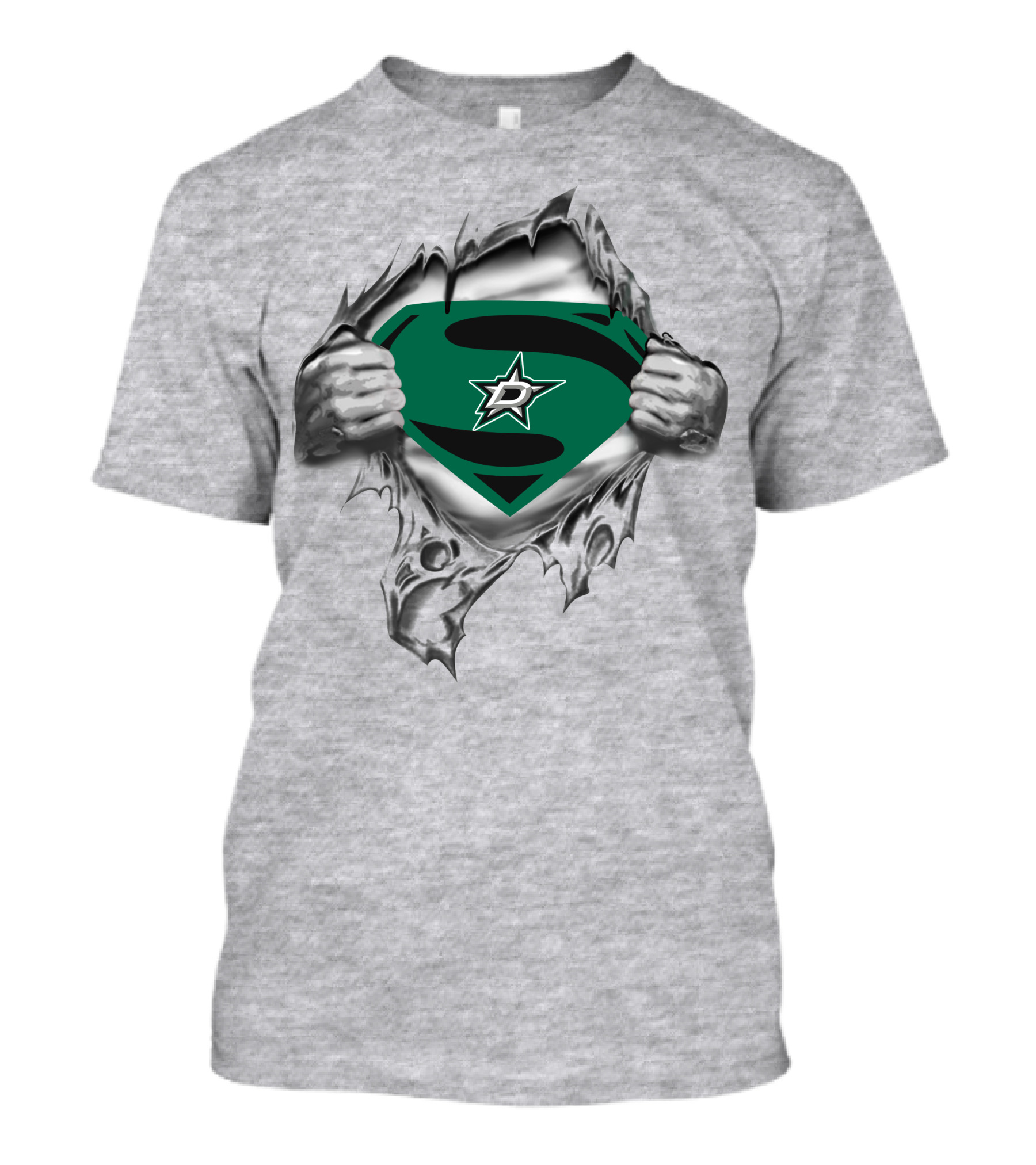 Dallas Stars Superman Logo Teal S On Steel Texture T-Shirt