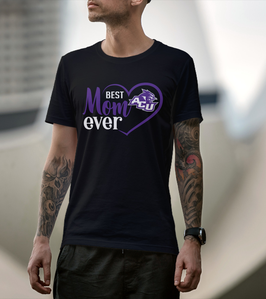 Abilene Christian Wildcats Acu Best Mom Ever Heart T-Shirt