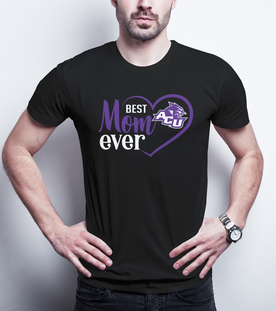 Abilene Christian Wildcats Acu Best Mom Ever Heart T-Shirt
