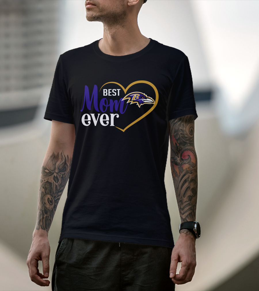 Best Mom Ever Baltimore Ravens Heart T-Shirt