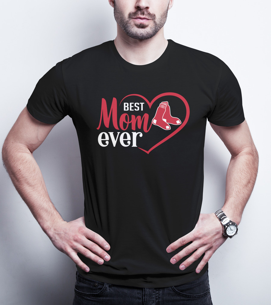 Boston Red Sox Best Mom Ever Heart With Socks T-Shirt