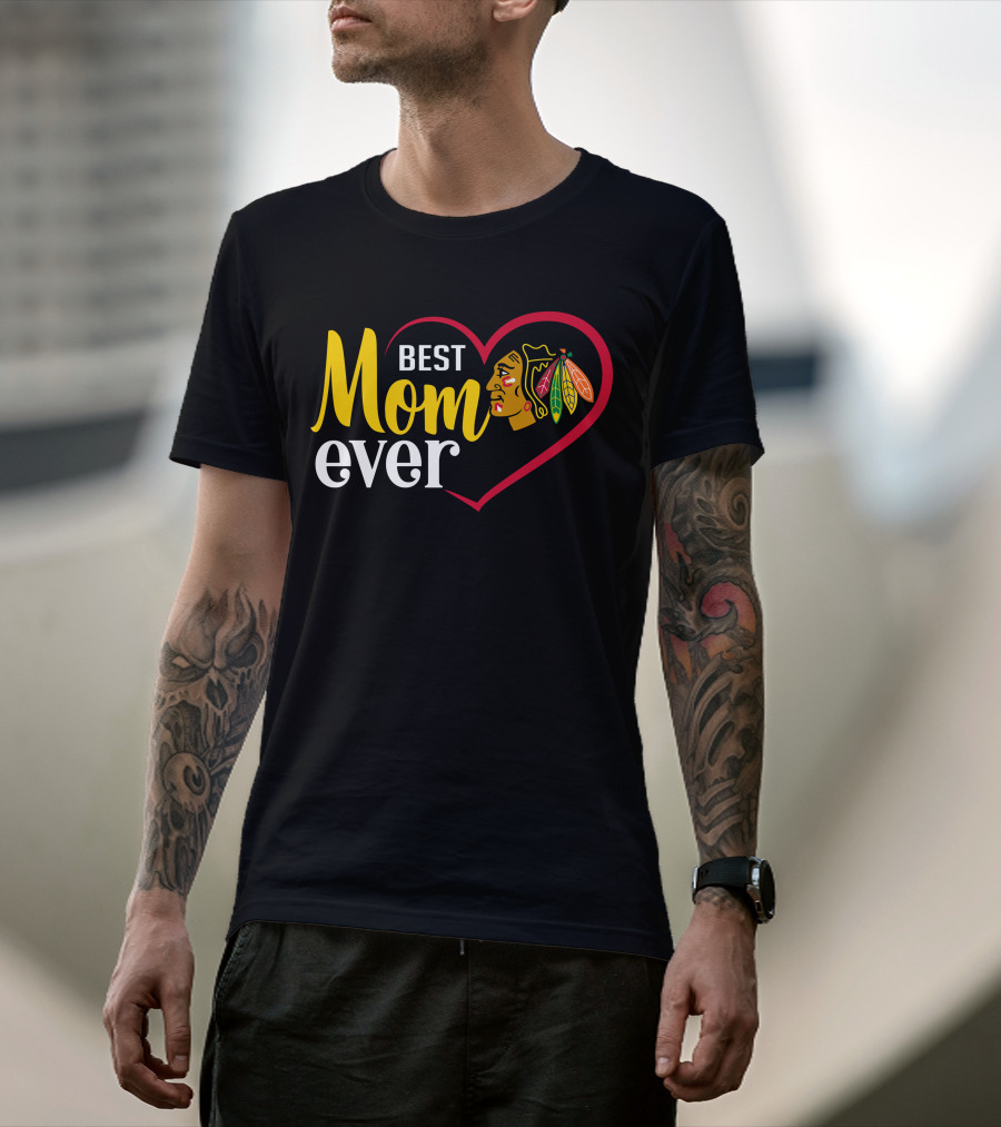 Chicago Blackhawks Best Mom Ever Heart T-Shirt