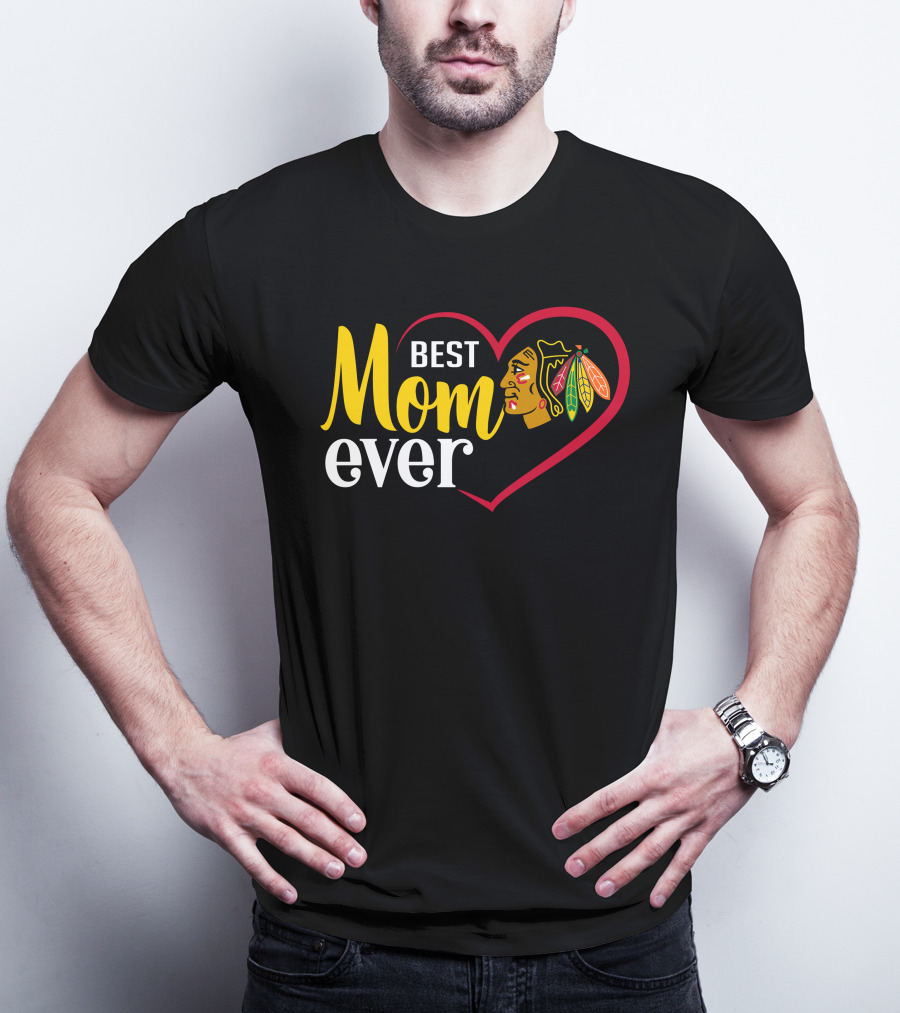 Chicago Blackhawks Best Mom Ever Heart T-Shirt