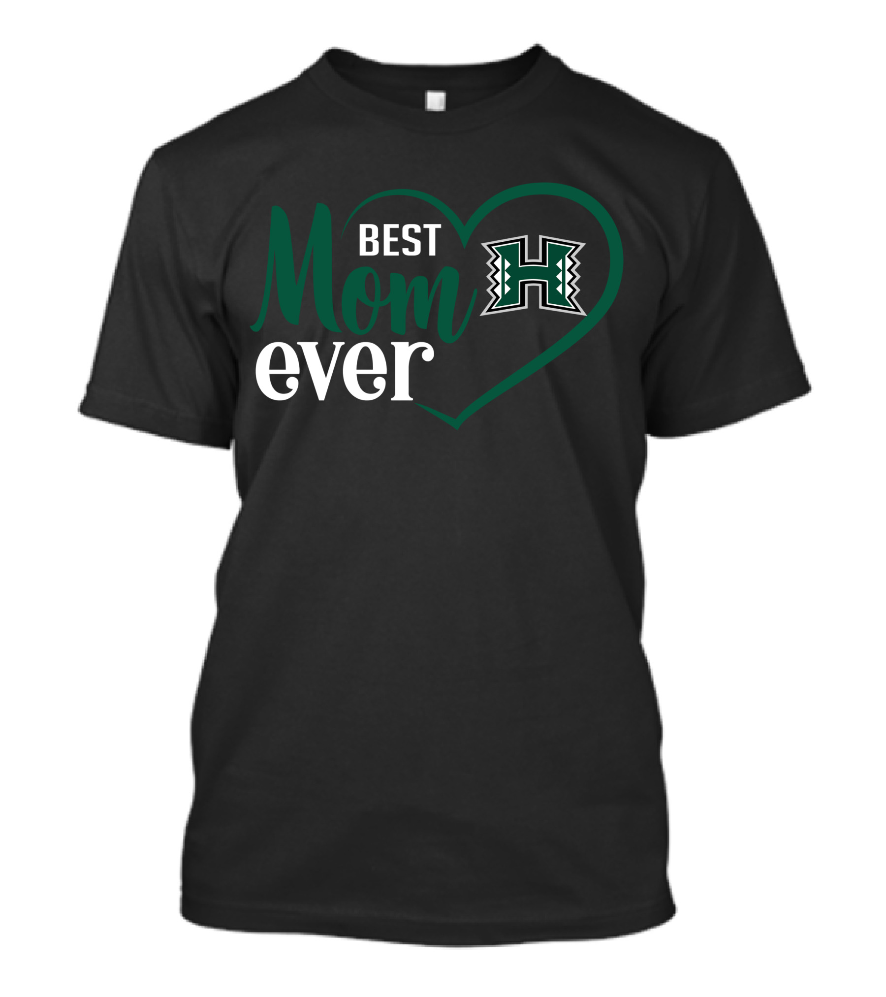 Best Mom Ever Hawai'i Rainbow Warriors Logo Heart T-Shirt