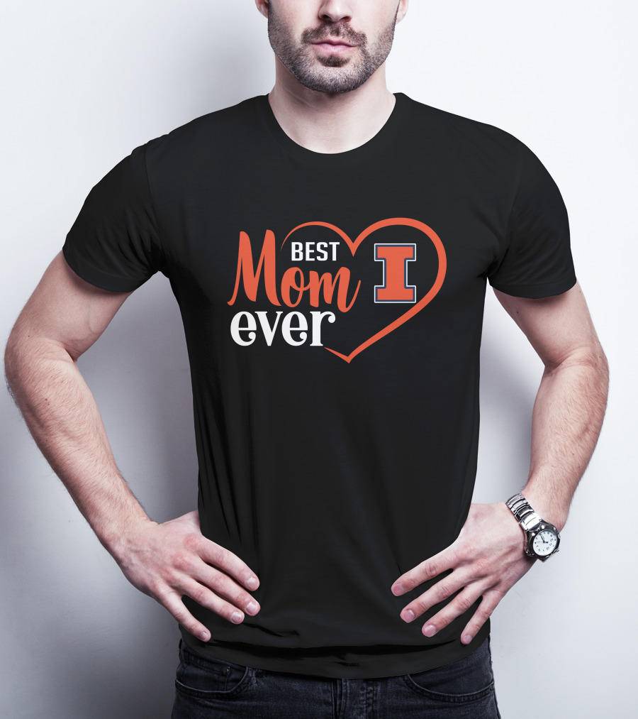Illinois Fighting Illini Best Mom Ever Heart I T-Shirt