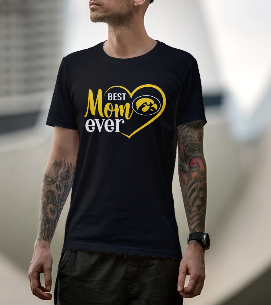 Iowa Hawkeyes Best Mom Ever Heart T-Shirt