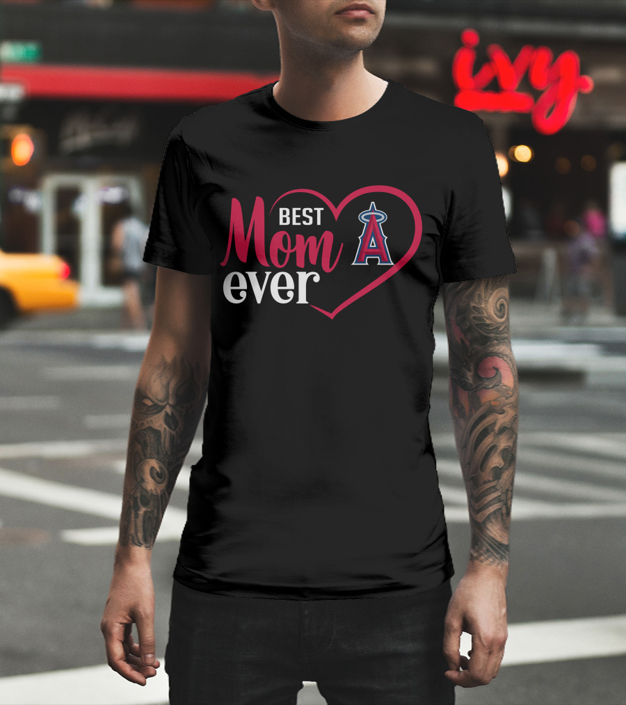 Los Angeles Angels Best Mom Ever Heart T-Shirt