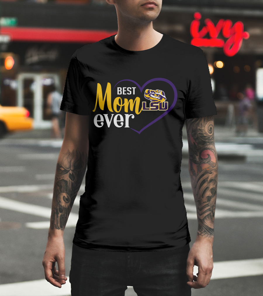 Best Mom Ever Lsu Tigers Logo Heart T-Shirt