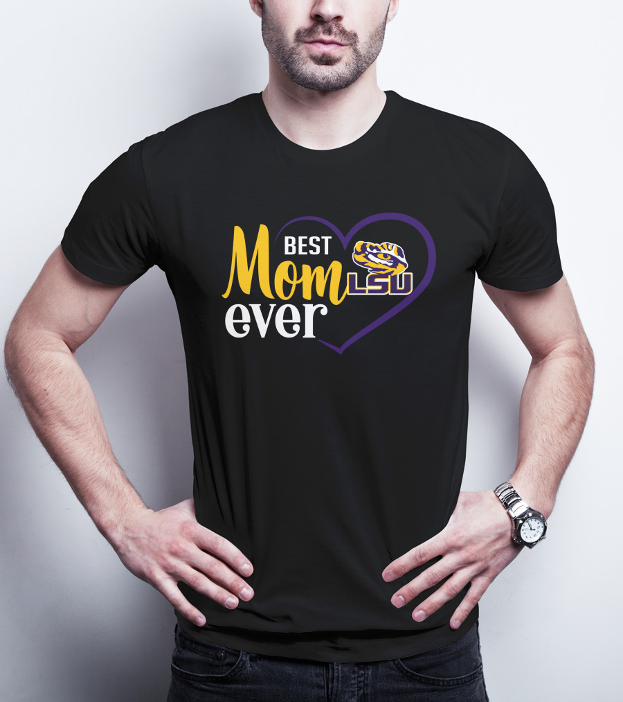 Best Mom Ever Lsu Tigers Logo Heart T-Shirt