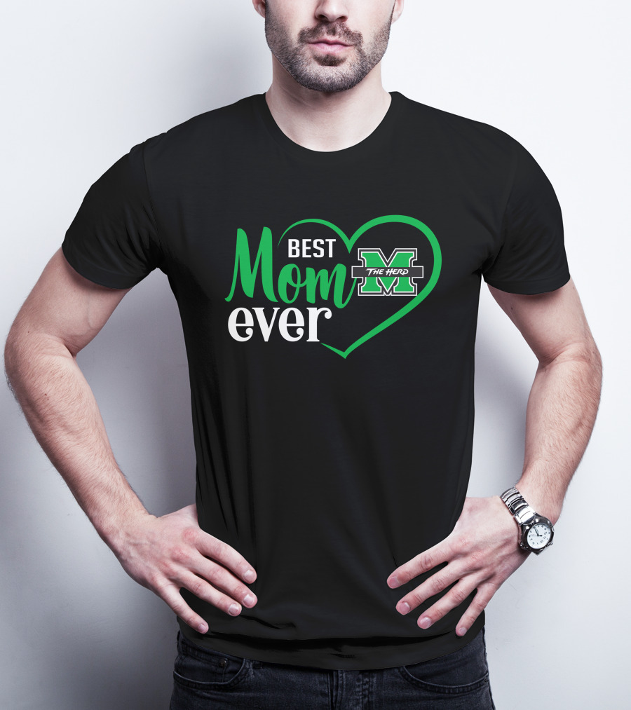 Marshall Thundering Herd Best Mom Ever Heart T-Shirt