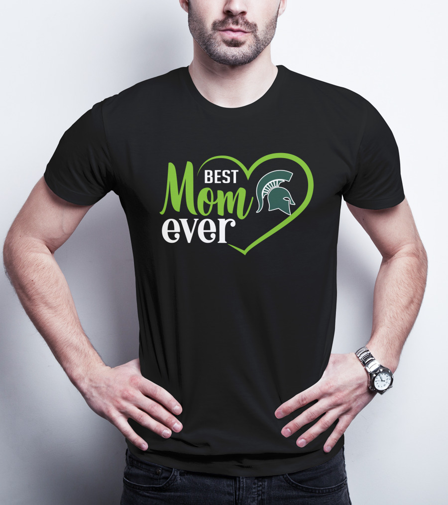 Michigan State Spartans Best Mom Ever Heart Spartan Helmet T-Shirt