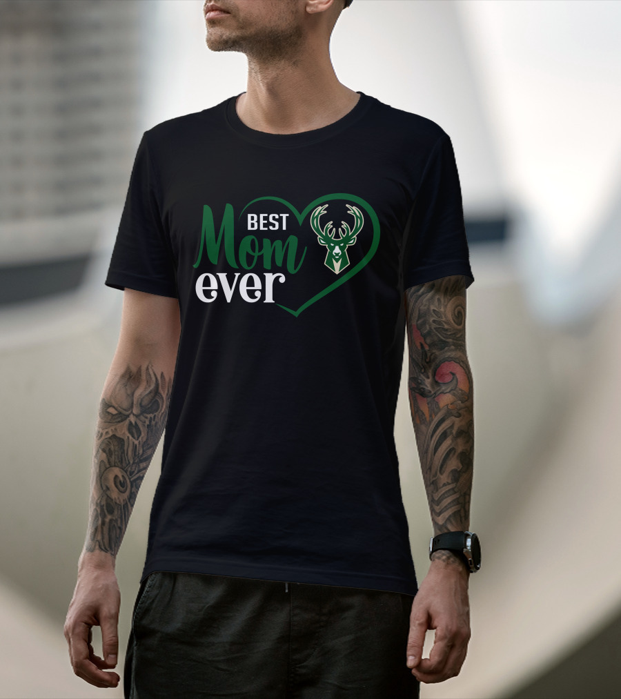 Milwaukee Bucks Best Mom Ever Heart T-Shirt