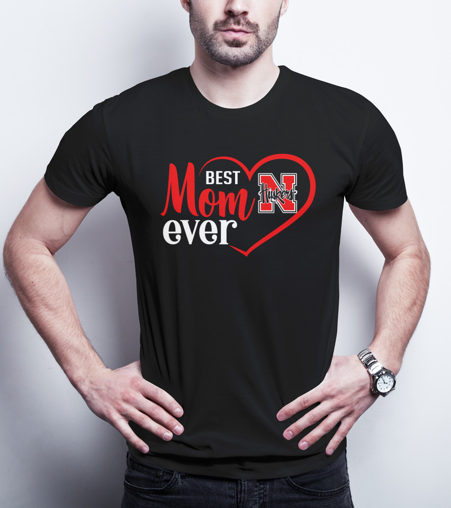 Nebraska Cornhuskers Best Mom Ever Heart T-Shirt