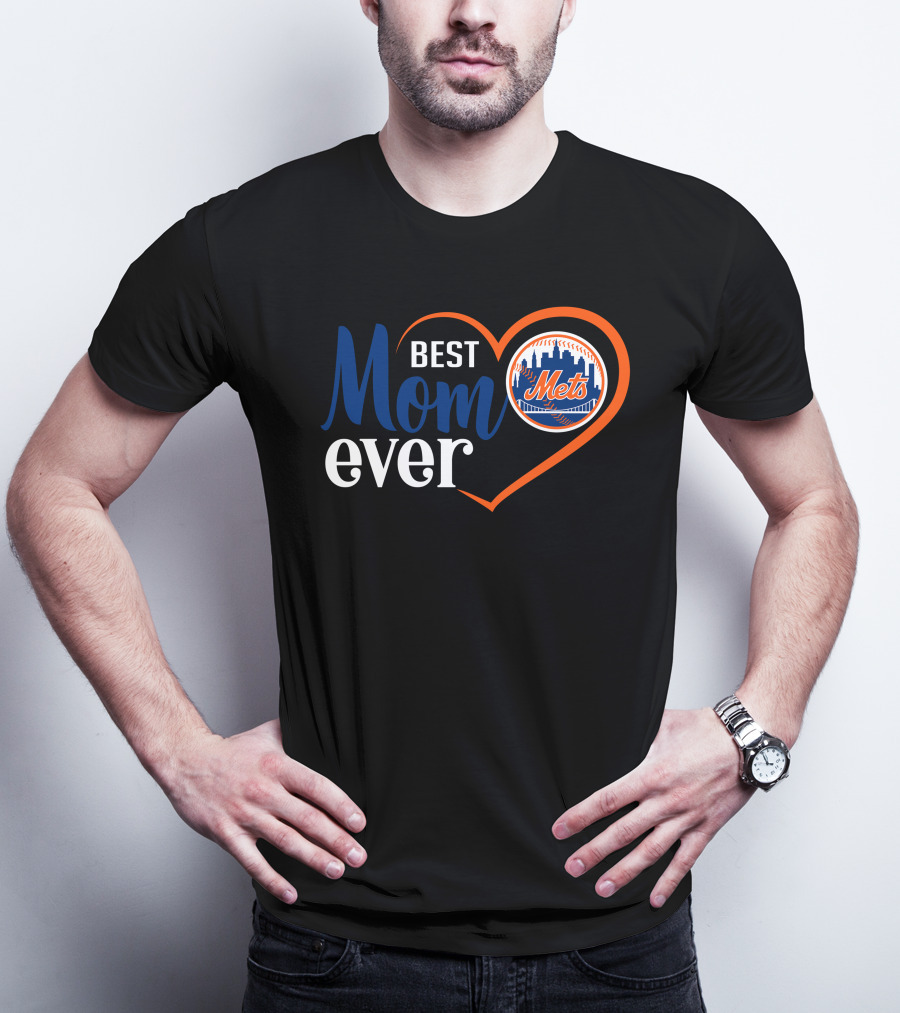 New York Mets Best Mom Ever Heart T-Shirt