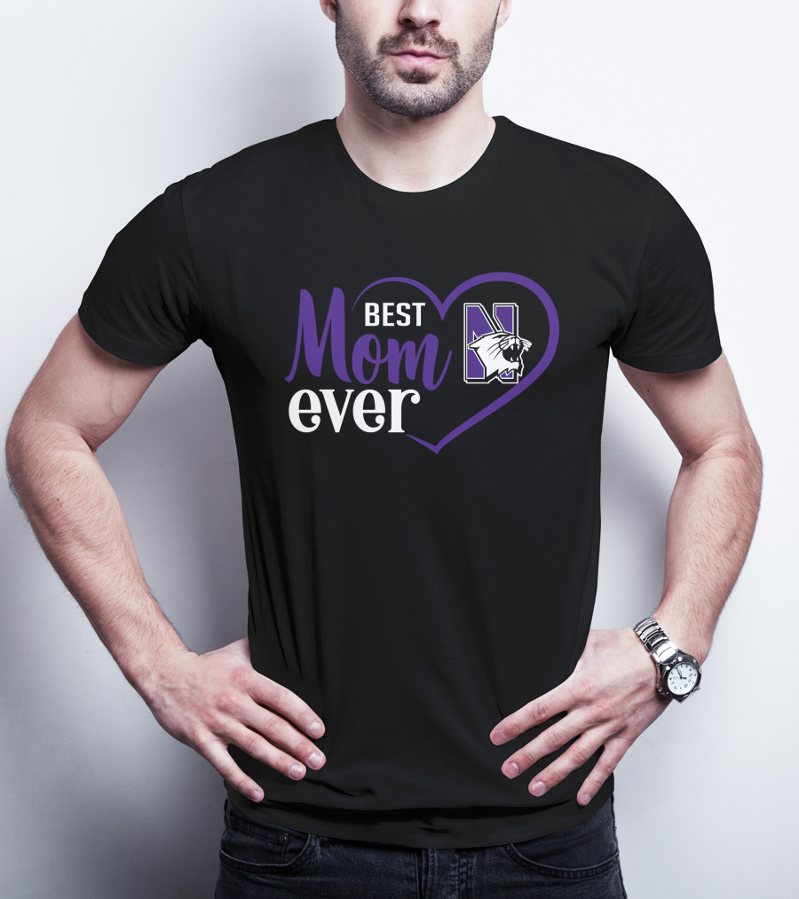 Northwestern Wildcats Best Mom Ever Heart T-Shirt