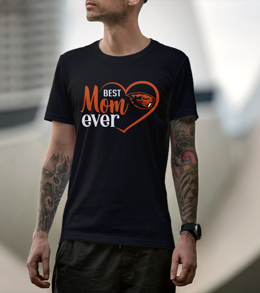 Oregon State Beavers Best Mom Ever Heart T-Shirt