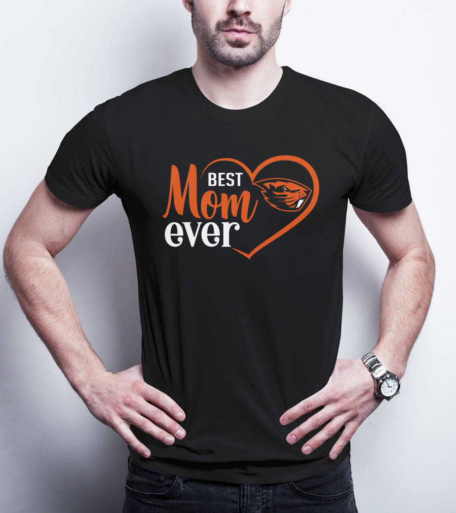 Oregon State Beavers Best Mom Ever Heart T-Shirt