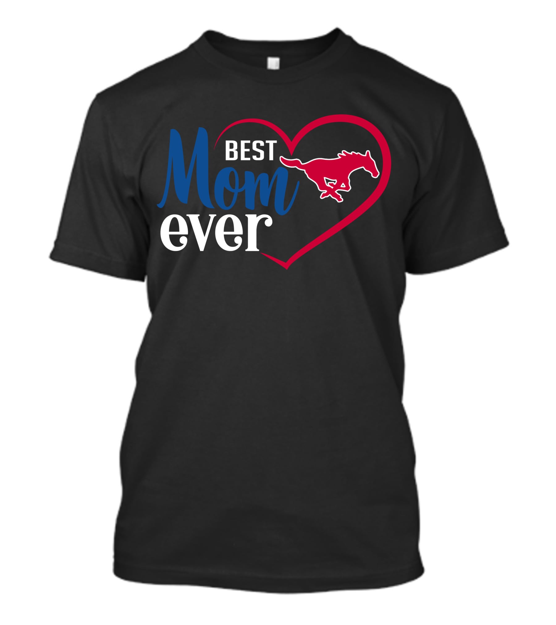 Smu Mustangs Best Mom Ever Heart T-Shirt