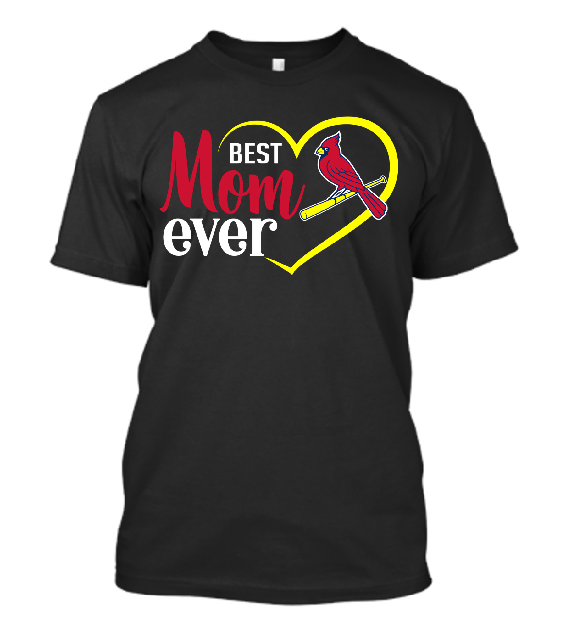 St Louis Cardinals Best Mom Ever Heart Cardinal Bat T-Shirt