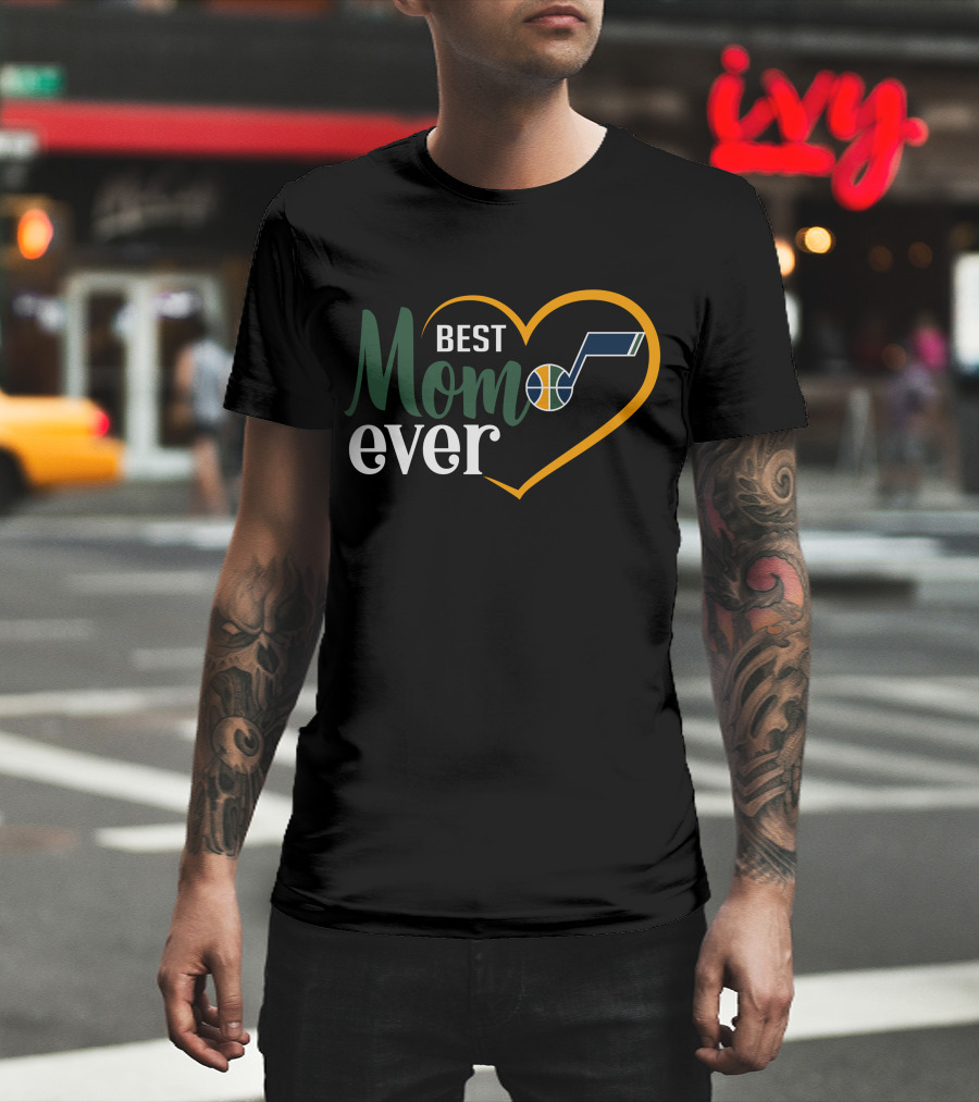 Utah Jazz Best Mom Ever Heart T-Shirt
