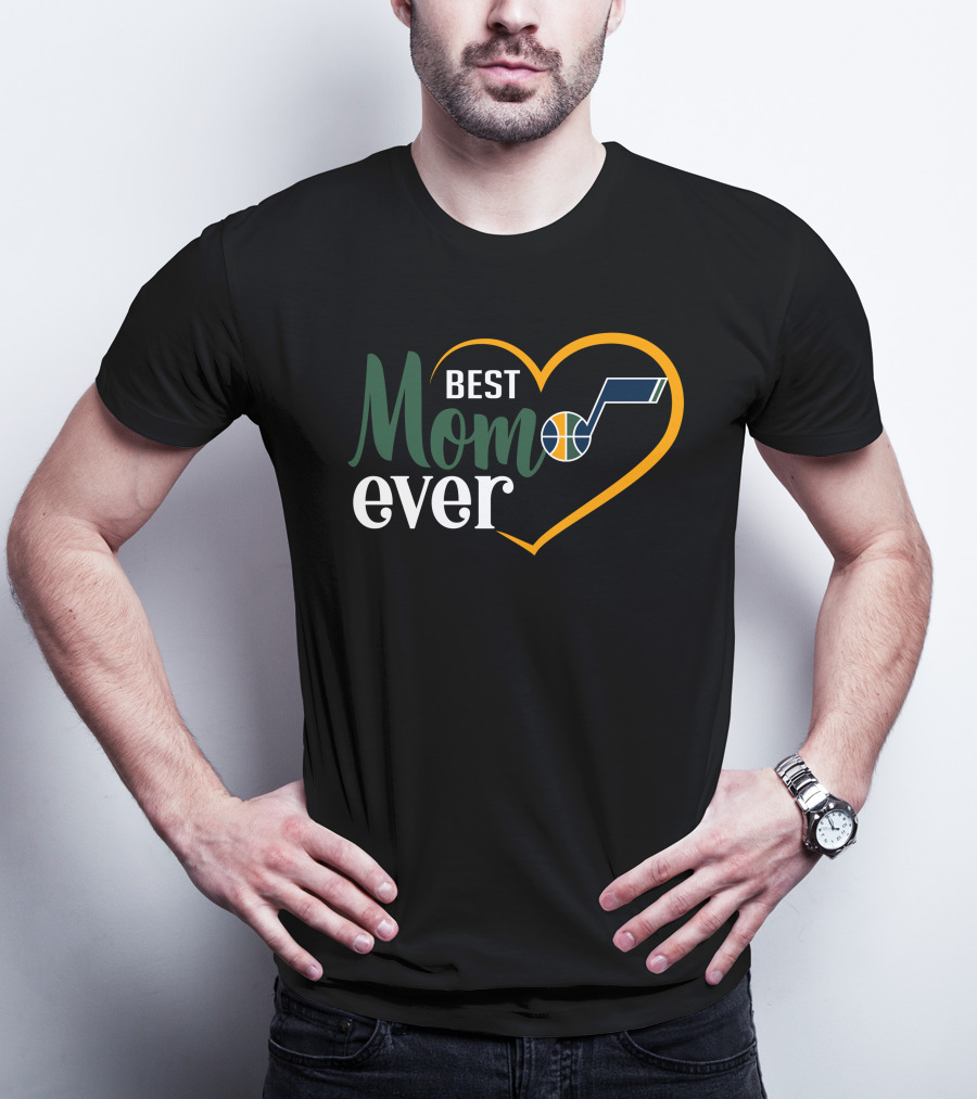 Utah Jazz Best Mom Ever Heart T-Shirt