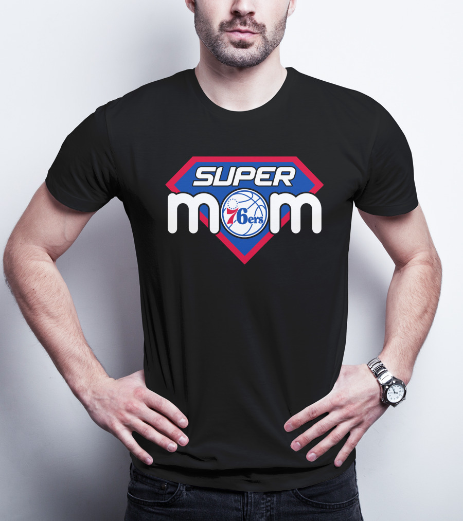 Super Mom 76ers Basketball Team Logo Style T-Shirt