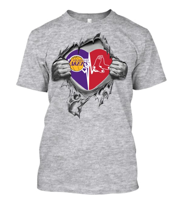 Los Angeles Lakers Boston Red Sox Heartbeat Passion T-Shirt