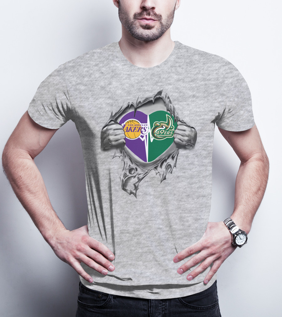 Los Angeles Lakers Charlotte 49ers Heart Inside T-Shirt