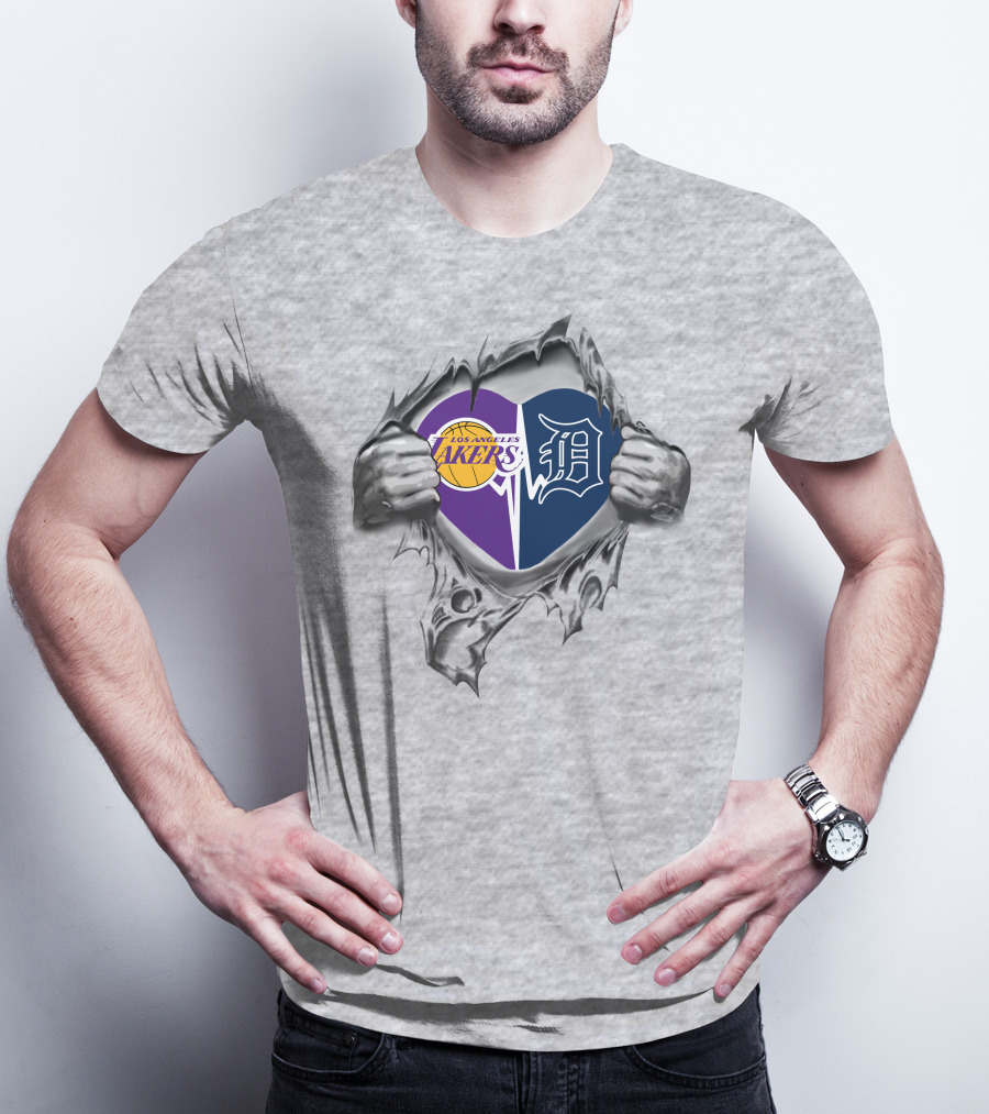 Lakers Detroit Tigers Heart Symbol Unity And Passion T-Shirt