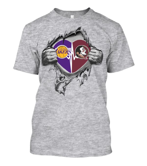 Los Angeles Lakers Florida State Seminoles Heartbeat Passion T-Shirt
