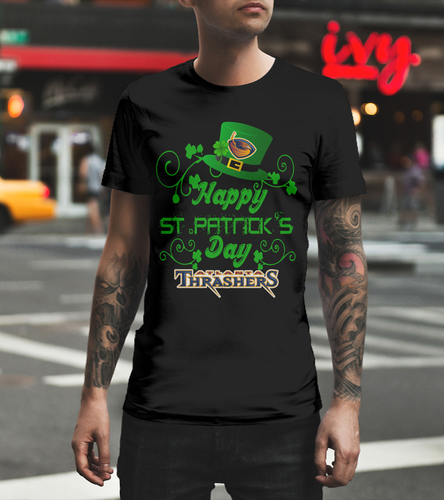 Atlanta Thrashers Happy St Patrick's Day Shamrock Hockey Hat T-Shirt