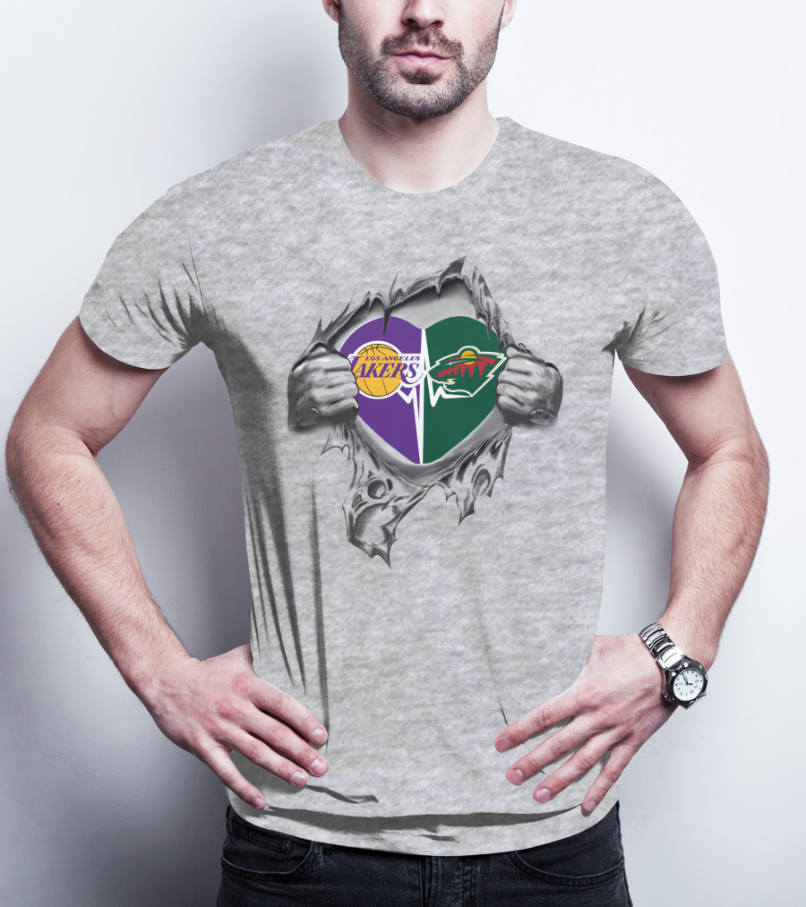 Los Angeles Lakers Minnesota Wild Heart T-Shirt