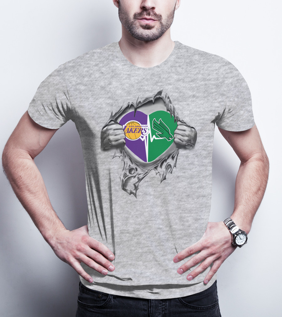 Lakers North Texas Mean Green Heart Tear T-Shirt